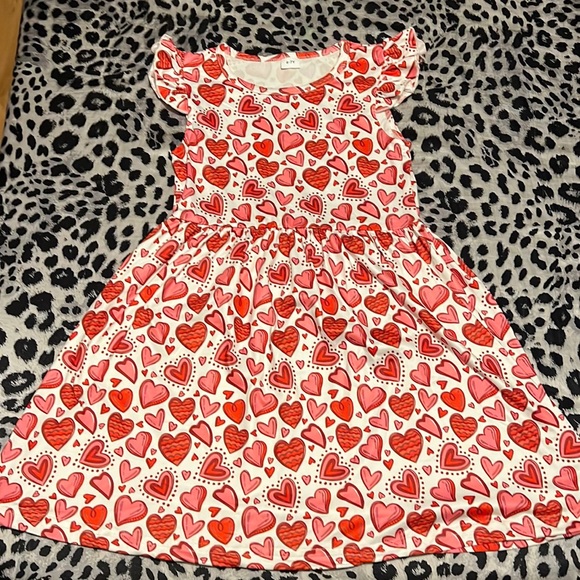 Dresses | Girls Size 67 White Dress With Red And Pink Hearts All Over ...